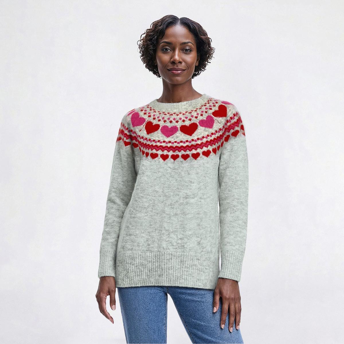 Click here for Womens Sam & Jess Long Sleeve Fair Isle Heart Swea... prices